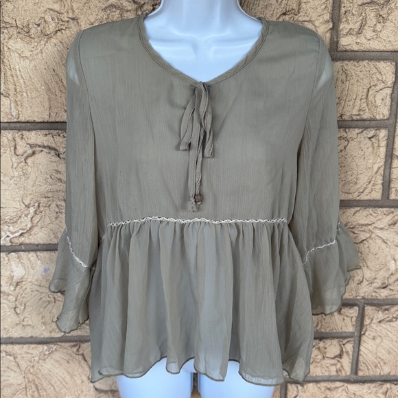 fans House | Tops | Fans House Elegant Tan Blouse Free Size Once Size ...